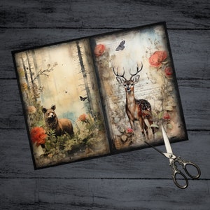 Fantasy Forest Animals Junk Journal Pages, Woodland Creatures Scrapbook ...