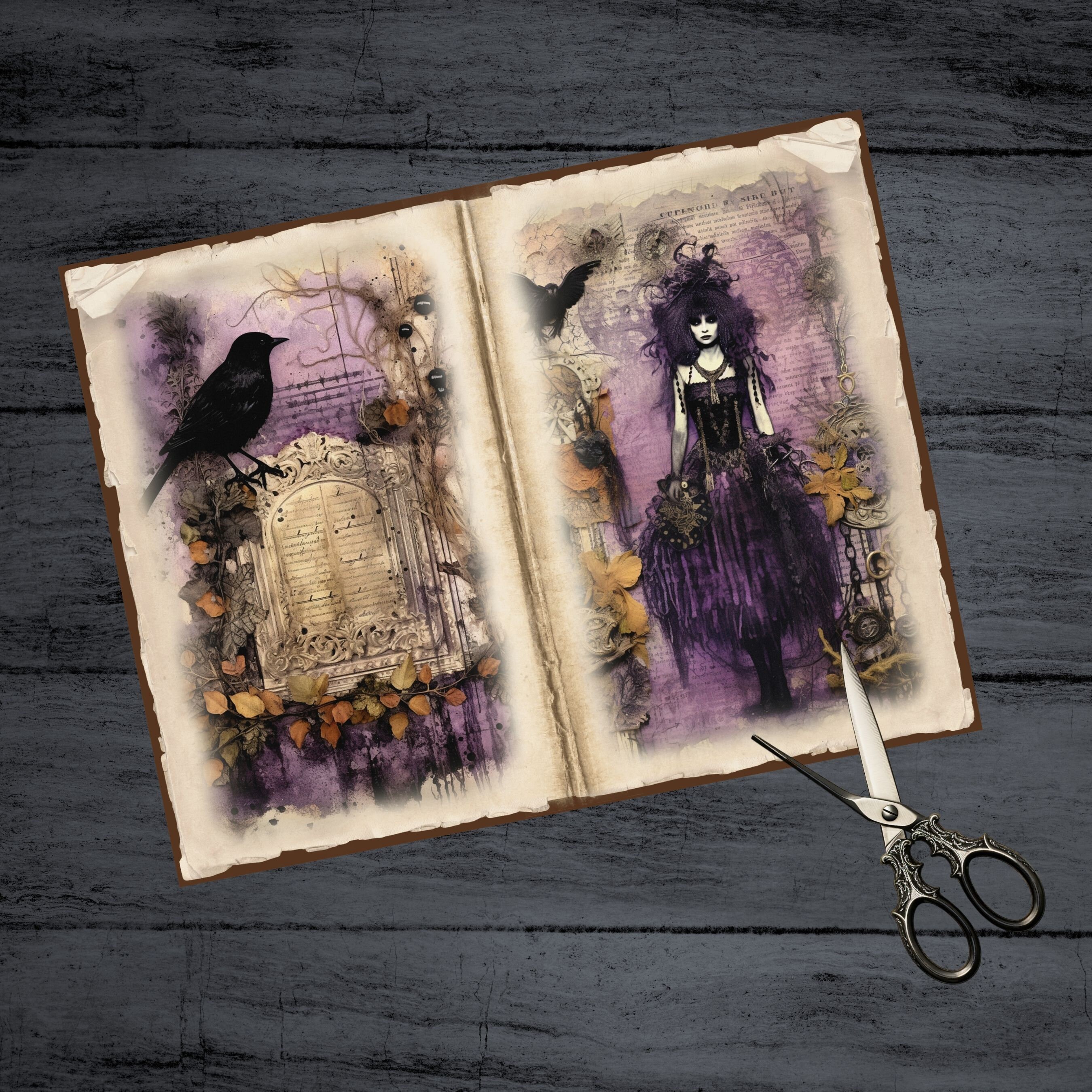 Whimsigoth Halloween Junk Journal Pages Spooky Scrapbook - Etsy