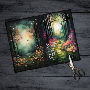 Spring Forest Junk Journal Pages, Floral Woodland Scrapbook Page ...