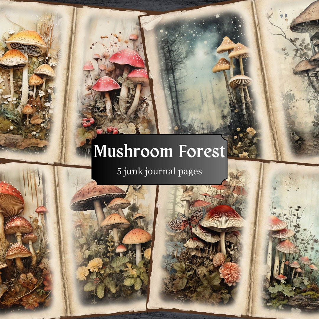 Mushroom Forest Junk Journal Pages Fantasy Woodland Scrapbook - Etsy