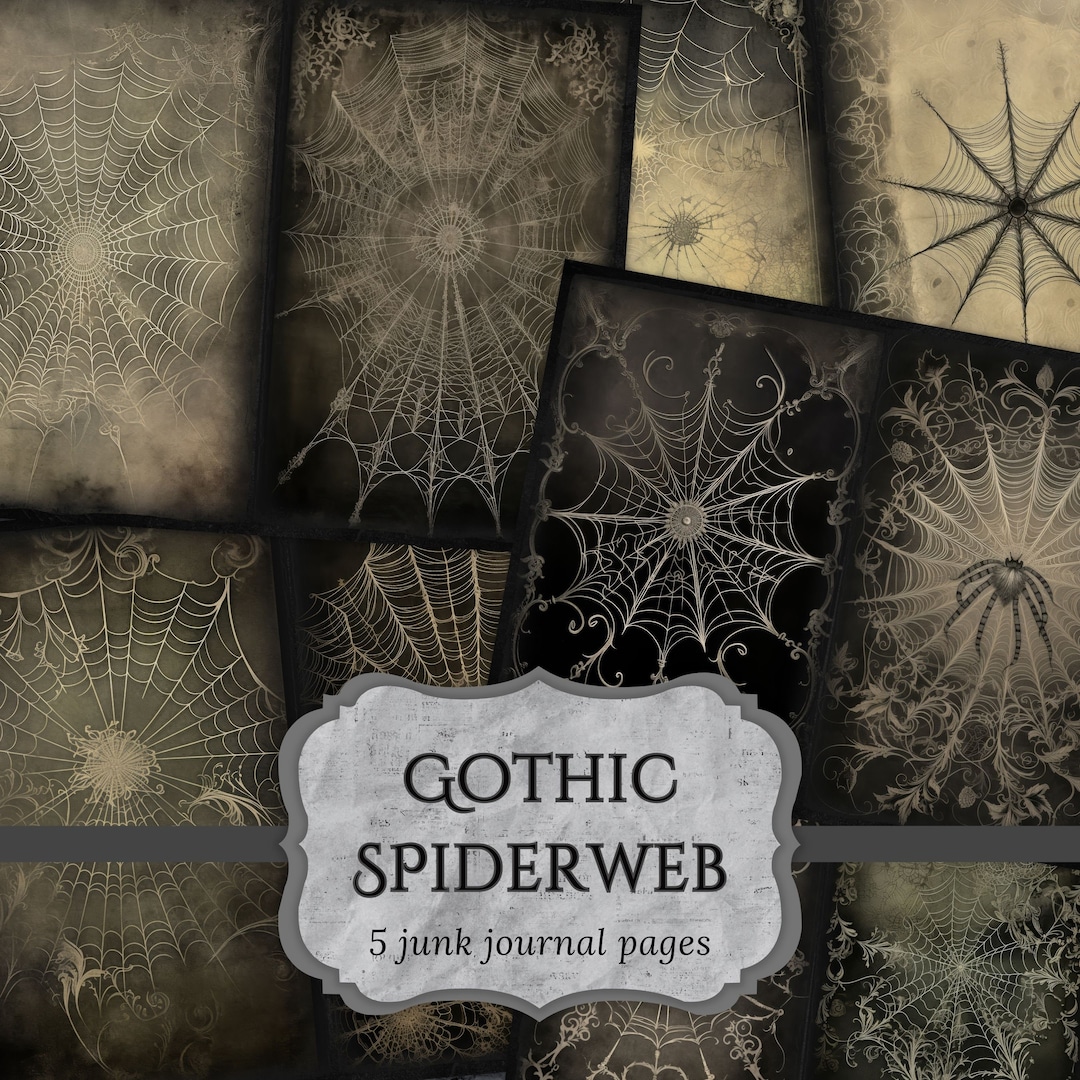 Gothic Spiderweb Junk Journal Pages, Cobweb Scrapbooking Page, Witch ...