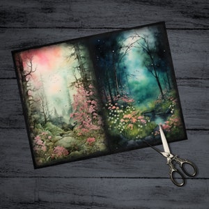 Spring Forest Junk Journal Pages, Floral Woodland Scrapbook Page ...