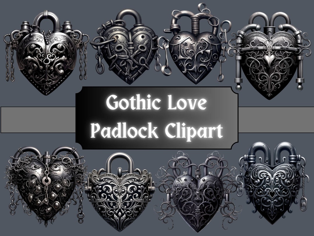 Gothic Love Padlock Clipart, Dark Fantasy Clip Art, Steampunk Lock ...