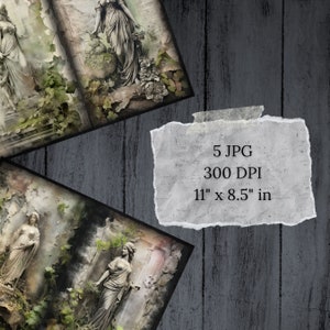 Greek Statue Garden Junk Journal Pages, Greenery Scrapbook Page ...