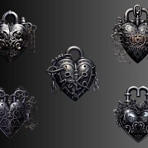 Gothic Love Padlock Clipart, Dark Fantasy Clip Art, Steampunk Lock ...