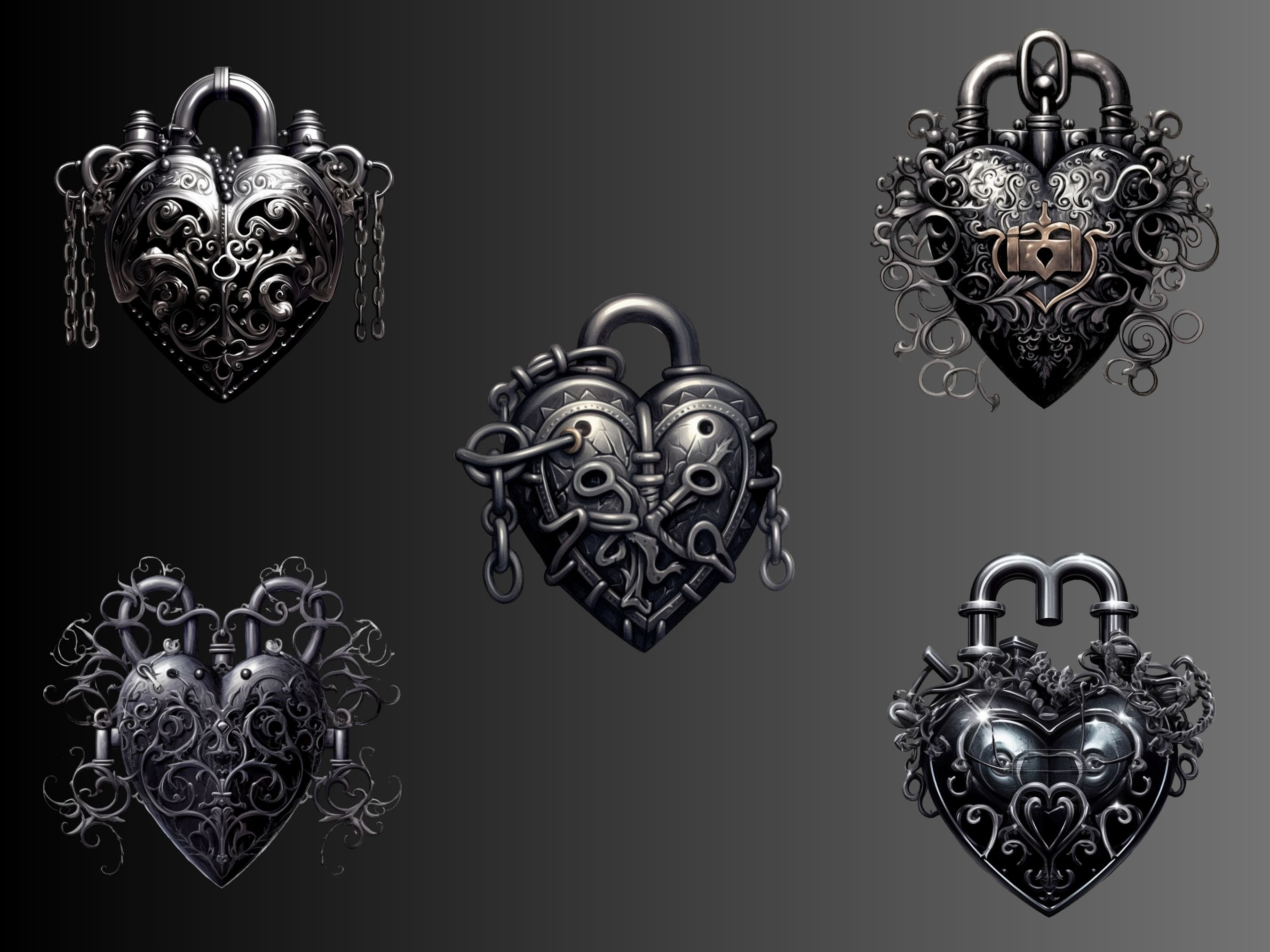 Gothic Love Padlock Clipart Dark Fantasy Clip Art Steampunk - Etsy