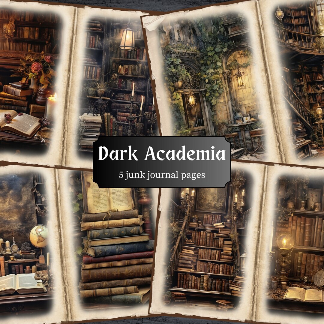 Dark Academia Junk Journal Pages, Vintage Scrapbook Page, Victorian ...