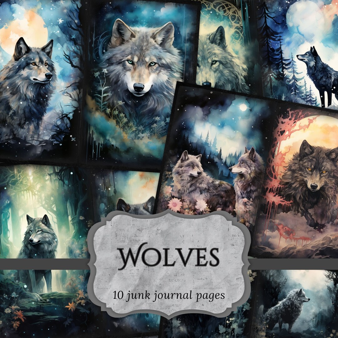 Wolves Junk Journal Pages, Wolf Scrapbooking Page, Gothic Werewolf ...