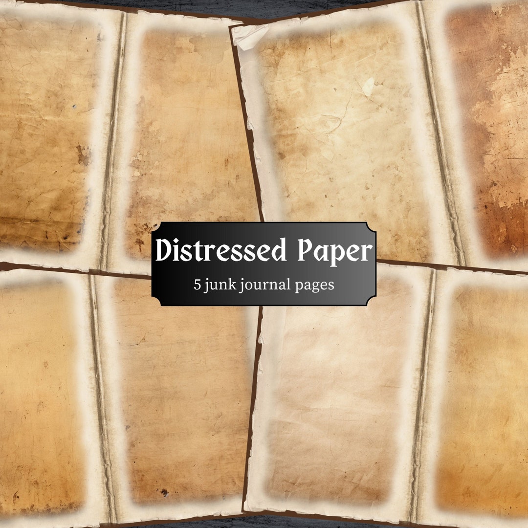 Distressed Paper Junk Journal Pages, Blank Scrapbook Page, Vintage ...