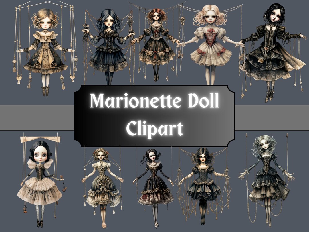 Marionette Doll Clipart, Gothic Puppet Clip Art, Wooden Limbs Doll ...