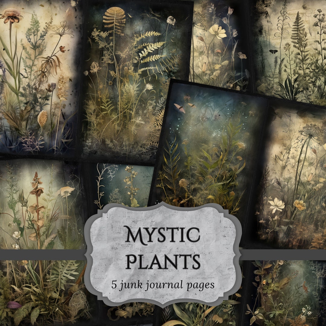 Mystic Plants Junk Journal Pages, Gothic Flowers Scrapbook Page ...