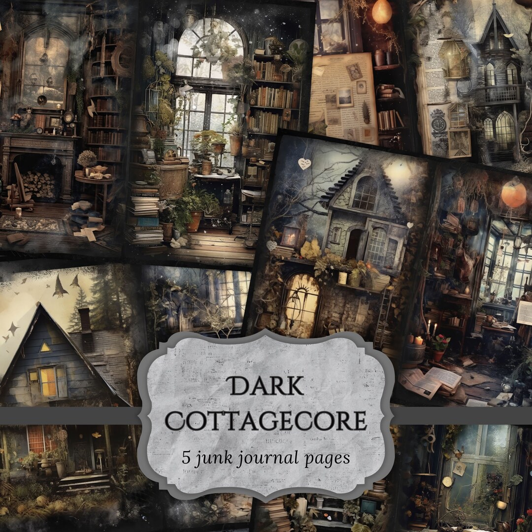 Dark Cottagecore Junk Journal Pages, Vintage Scrapbook Page, Victorian ...