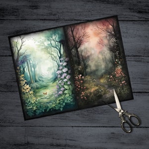 Spring Forest Junk Journal Pages, Floral Woodland Scrapbook Page ...