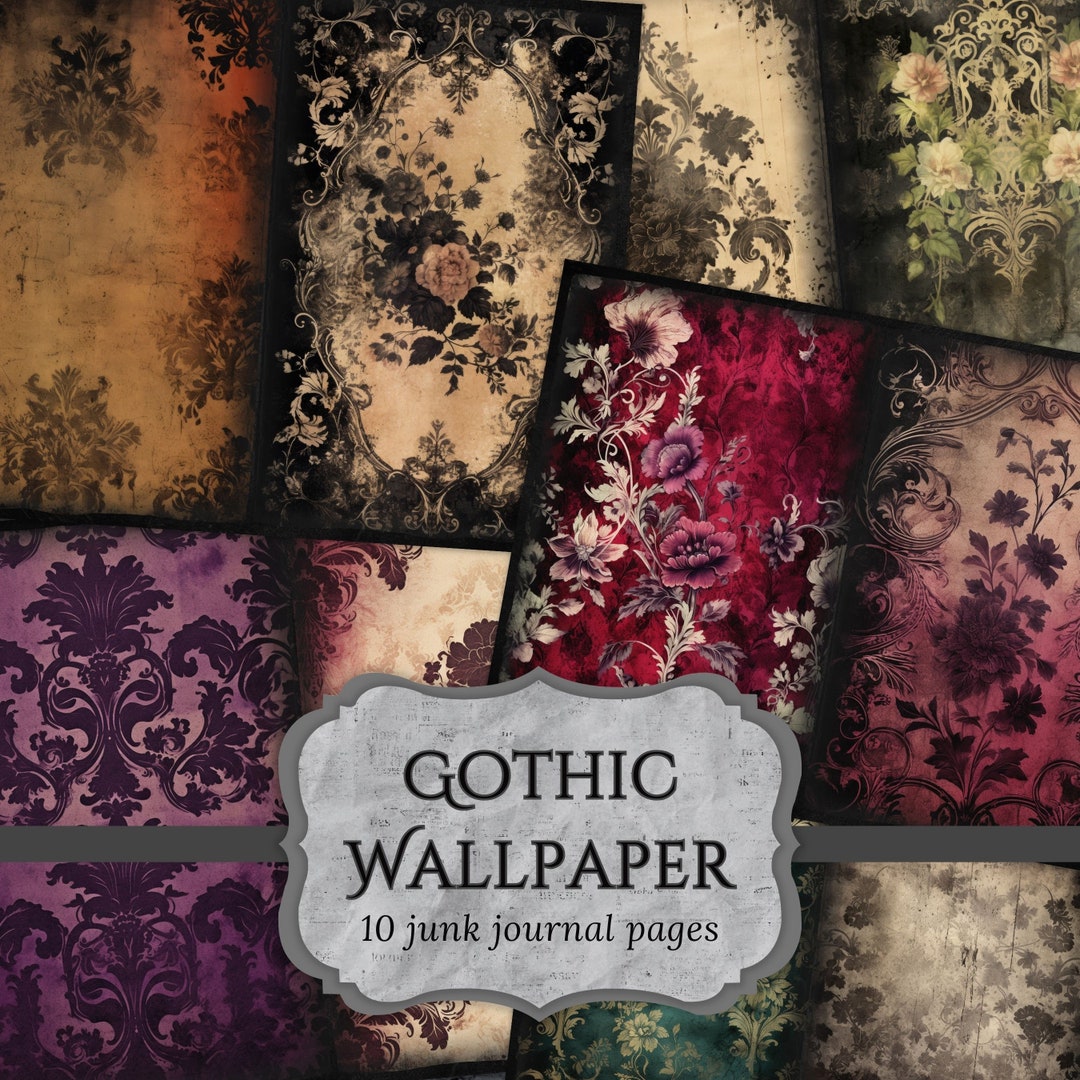 Gothic Wallpaper Junk Journal Pages, Victorian Scrapbook Page, Dark ...