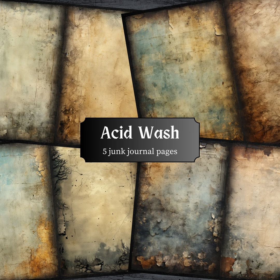 Acid Wash Junk Journal Pages, Blank Scrapbook Page, Vintage Journal ...