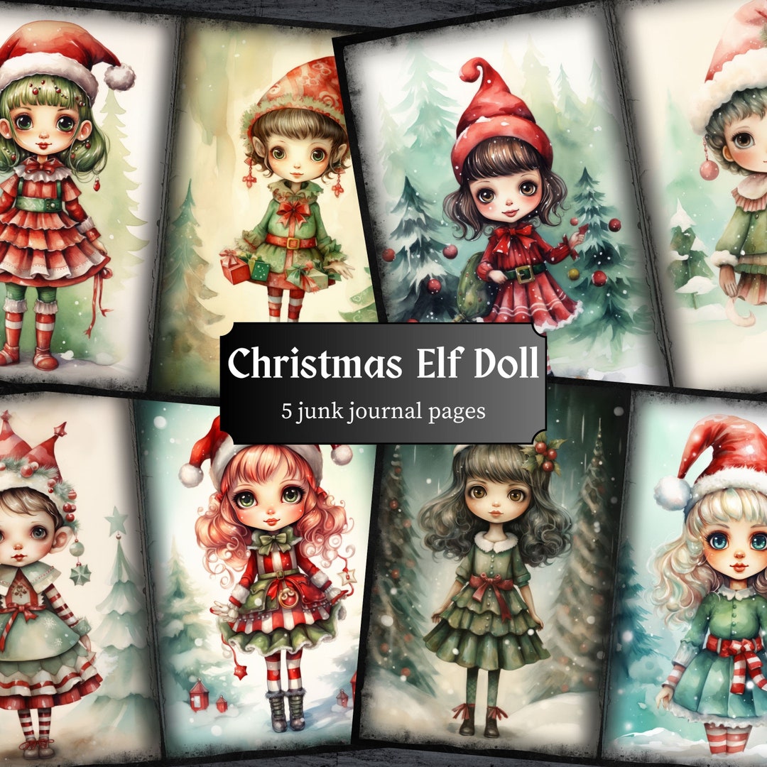 Christmas Elf Doll Junk Journal Pages Xmas Girl Scrapbook - Etsy