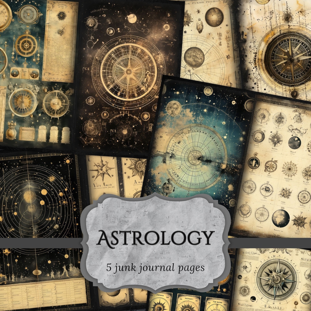 Astrology Junk Journal Pages, Zodiac Scrapbook Page, Celestial Journal ...