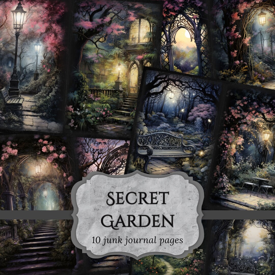 Secret Garden Junk Journal Pages, Florals Scrapbook Page, Forest ...