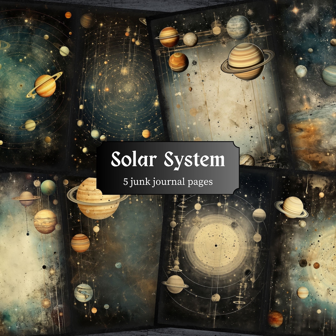Solar System Junk Journal Pages, Planets in Space Scrapbook Page ...
