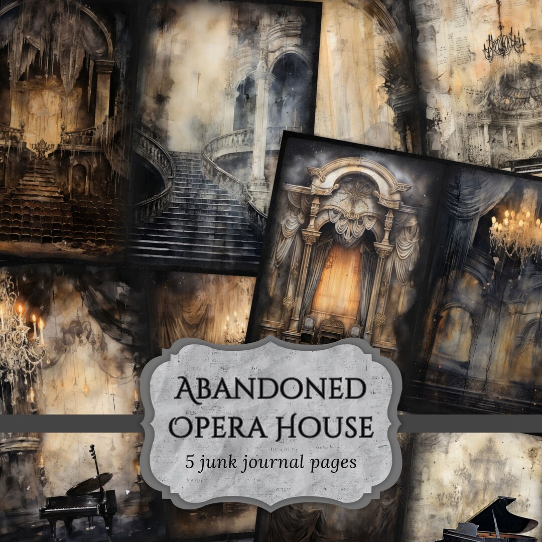 Abandoned Opera House Junk Journal Pages, Dark Fantasy Scrapbook Page ...
