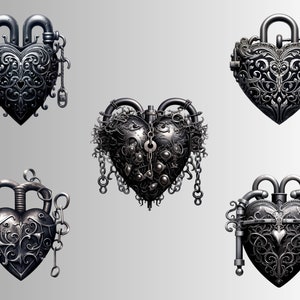 Gothic Love Padlock Clipart, Dark Fantasy Clip Art, Steampunk Lock ...