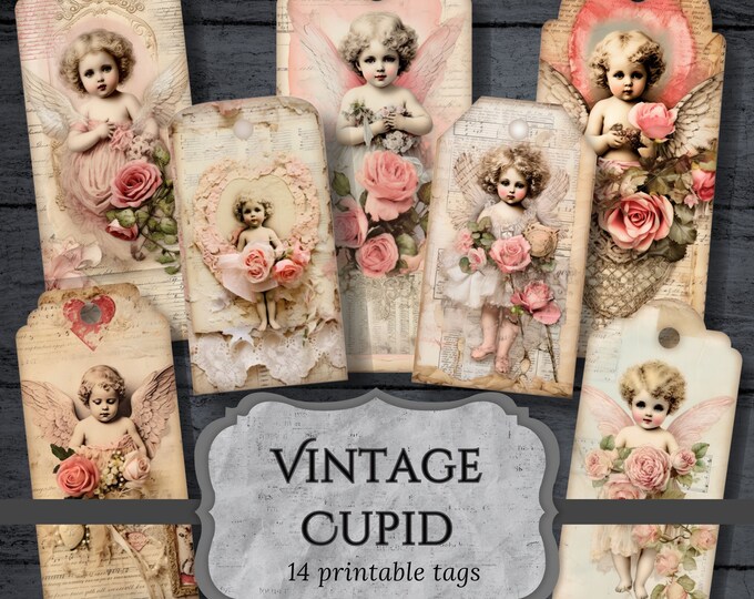 Vintage Original Card CUPID Inside Fancy HEART W Silver Details All for ...