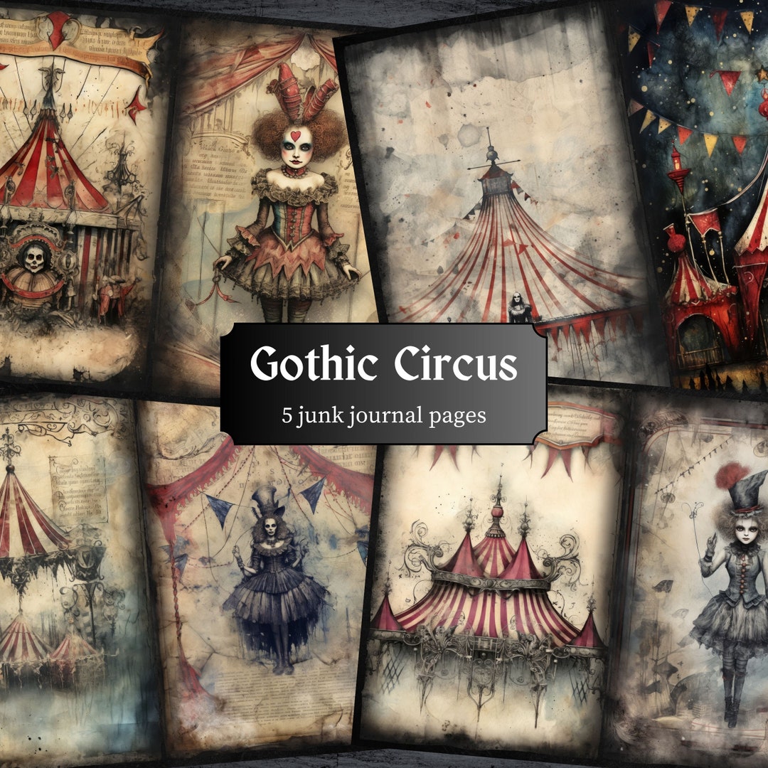 Gothic Circus Junk Journal Pages Dark Fantasy Scrapbook Page - Etsy