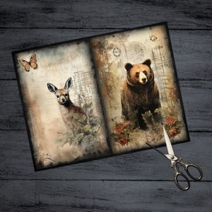 Fantasy Forest Animals Junk Journal Pages, Woodland Creatures Scrapbook ...