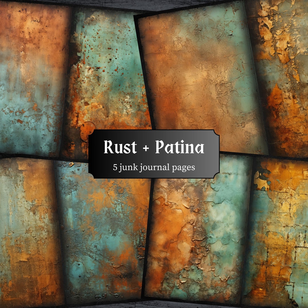 Rust and Patina Junk Journal Pages, Rusted Metal Scrapbook Page, Aged ...