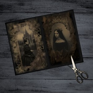 Gothic Victorian Junk Journal Pages, Vintage Woman Scrapbook Page, Dark ...