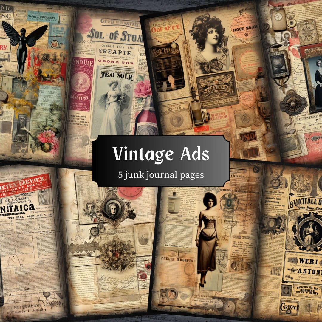 Vintage Ads Junk Journal Pages, Advertisements Scrapbook Page ...