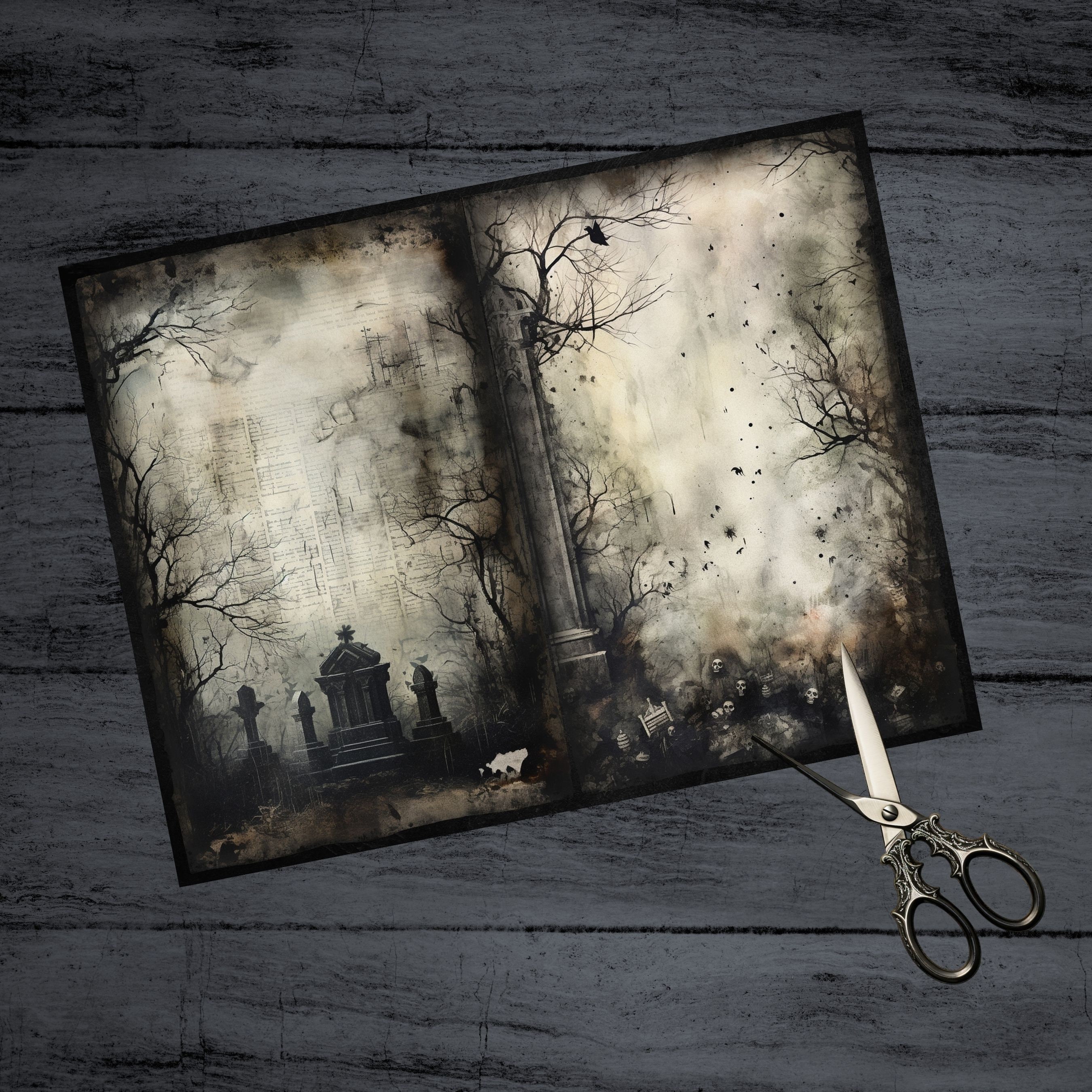 Cemetery Junk Journal Pages Eerie Gothic Victorian Scrapbook - Etsy