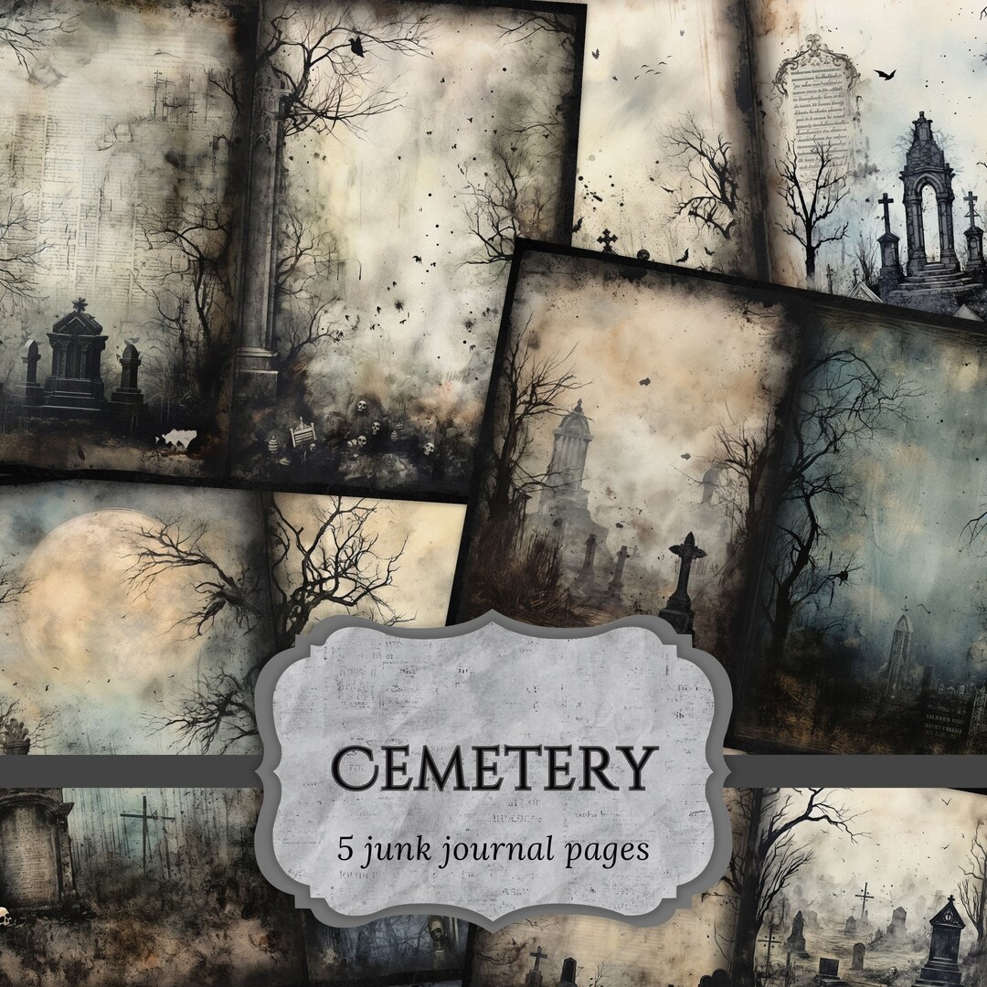 Cemetery Junk Journal Pages Eerie Gothic Victorian Scrapbook Dark Page ...