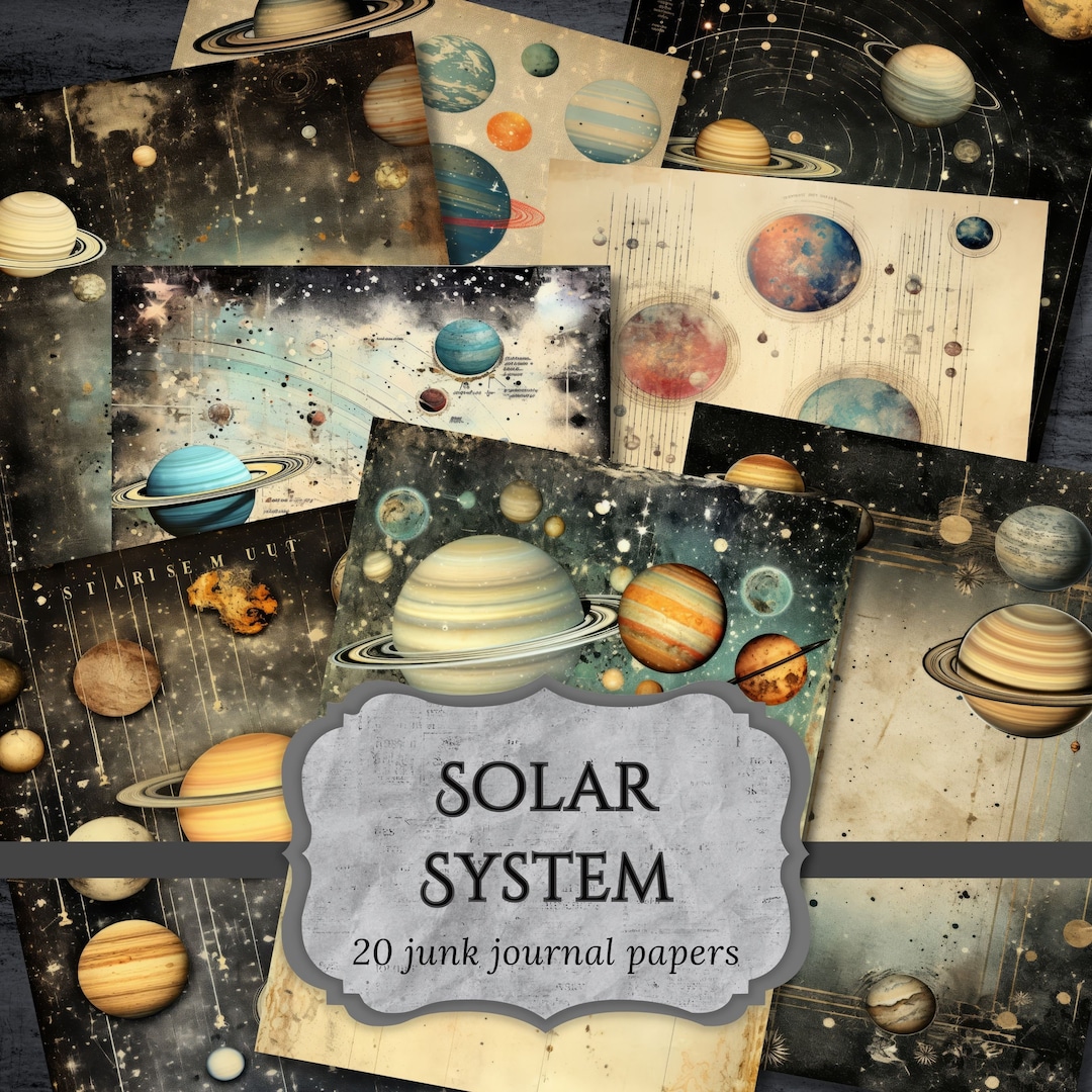Solar System Junk Journal Papers, Planets in Space Scrapbook Page ...