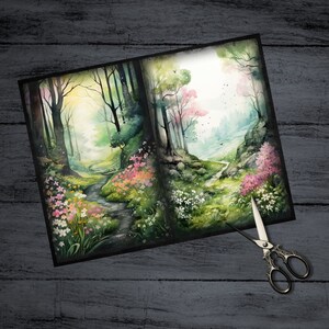 Spring Forest Junk Journal Pages, Floral Woodland Scrapbook Page ...