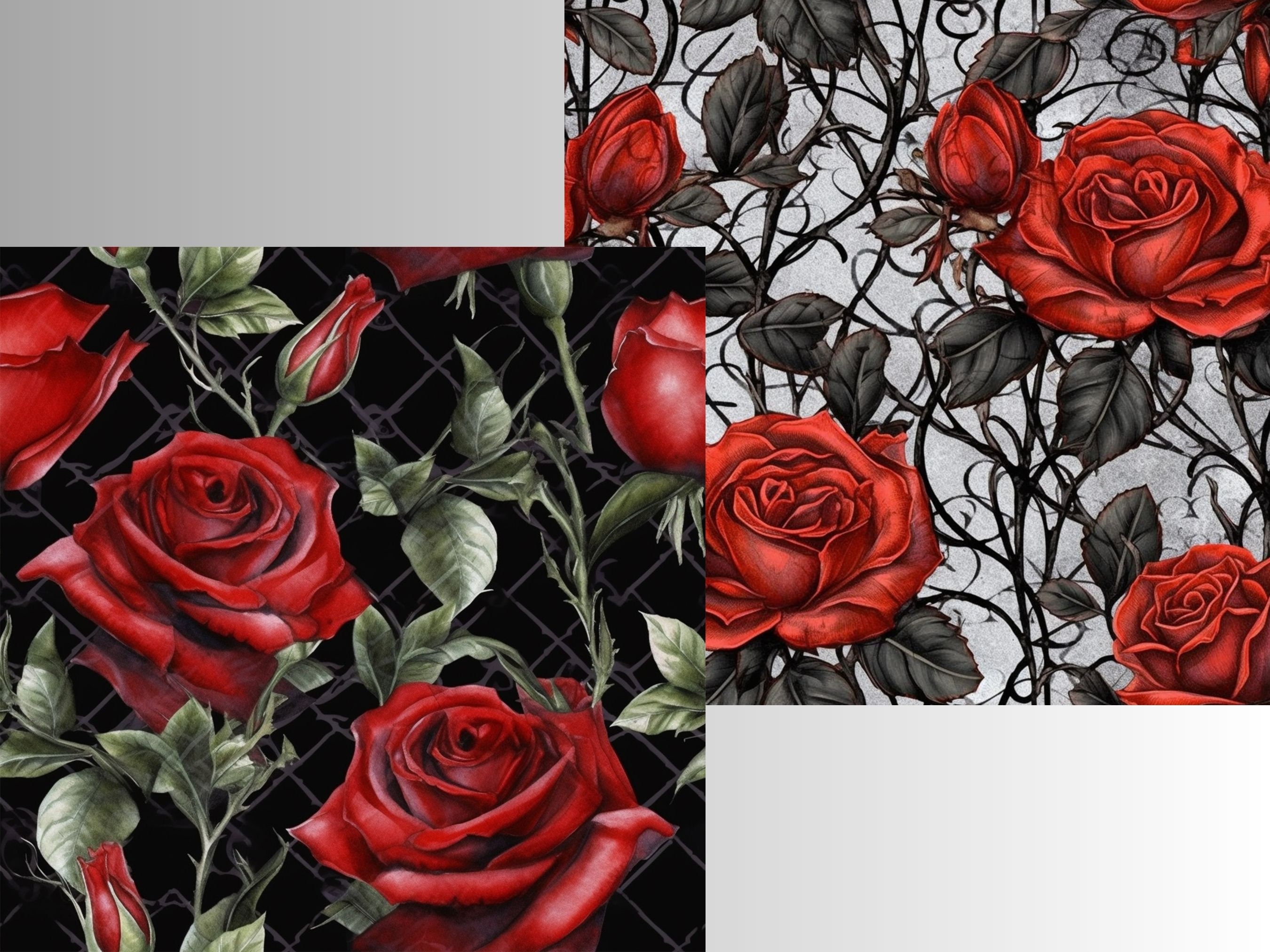 Red Rose Watercolor Seamless Pattern Gothic Floral Digital - Etsy