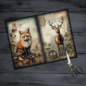 Fantasy Forest Animals Junk Journal Pages, Woodland Creatures Scrapbook ...