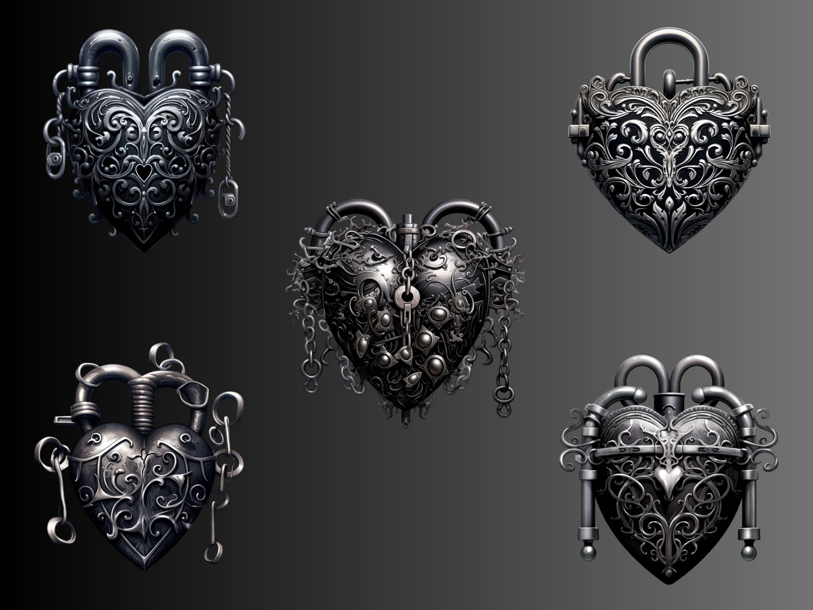 Gothic Love Padlock Clipart Dark Fantasy Clip Art Steampunk - Etsy