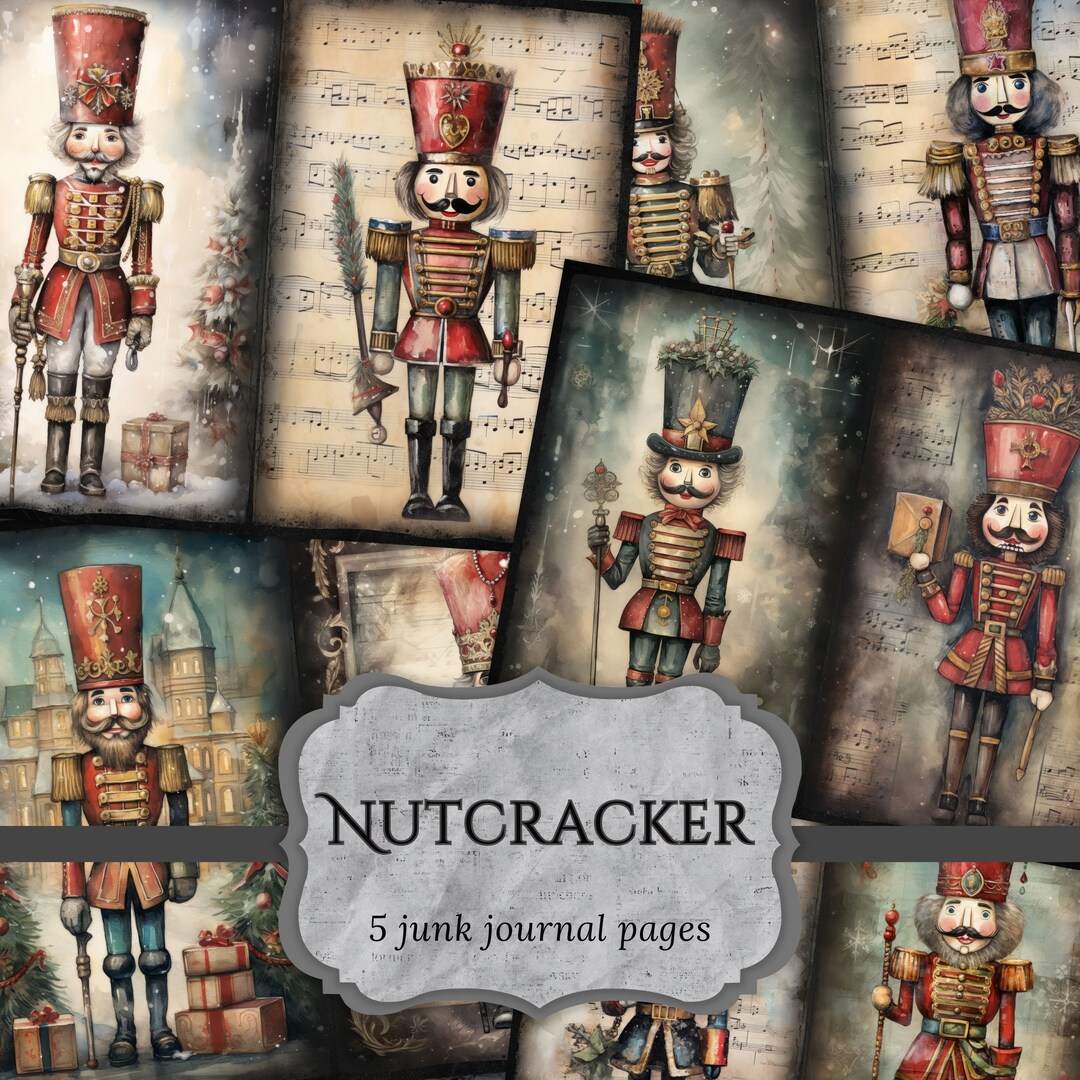 Nutcracker Junk Journal Pages, Christmas Scrapbook Page, Xmas Journal ...