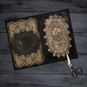 Gothic Doilies Junk Journal Pages, Dark Lace Scrapbook Page, Doily ...