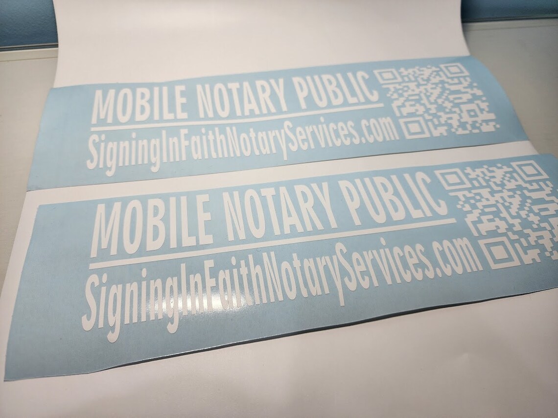 Mobile Notary Service Notary Public Vinyl Window Decal With Built-in QR ...