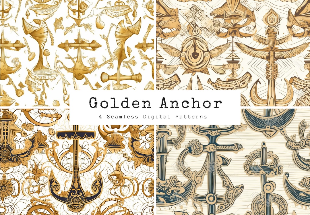 4 Seamless Golden Boat Anchor Pattern - Etsy