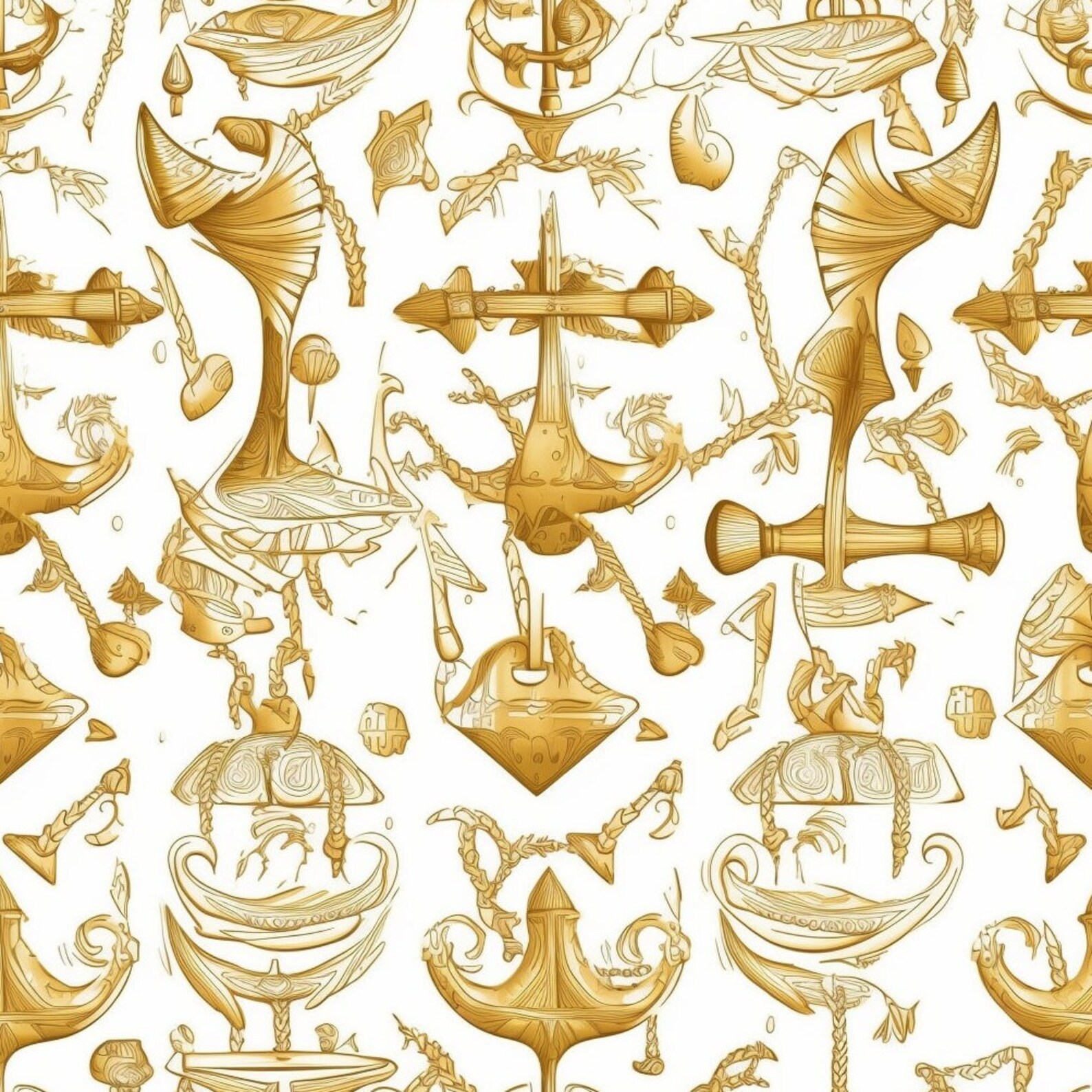 4 Seamless Golden Boat Anchor Pattern - Etsy