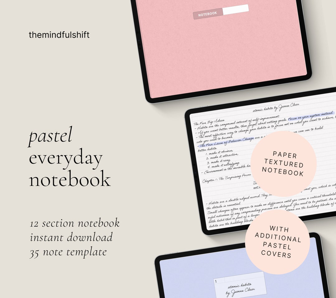 Digital Notebook With Tab Digital Notebook Minimalist Pastel Landscape ...
