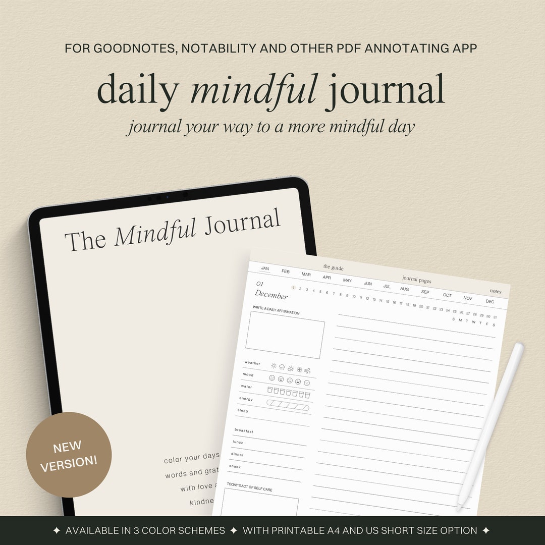 Minimalist Daily Digital Journal, Digital Diary, Mindfulness Journal ...