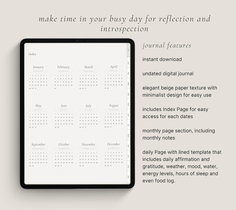 Minimalist Daily Digital Journal, Digital Diary, Mindfulness Journal ...