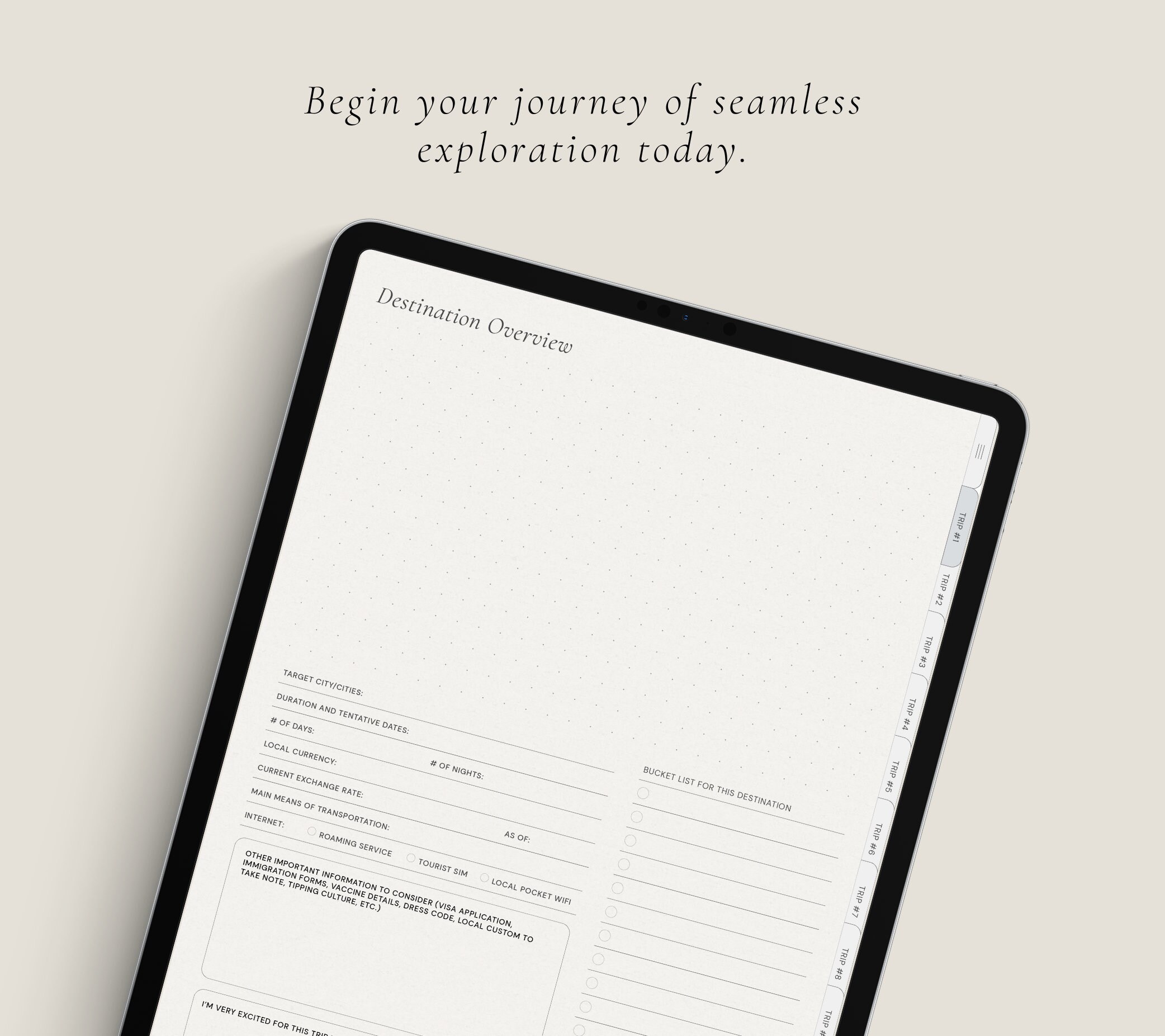 Digital Travel Journal, Itinerary Trip Planner, Vacation Holiday ...