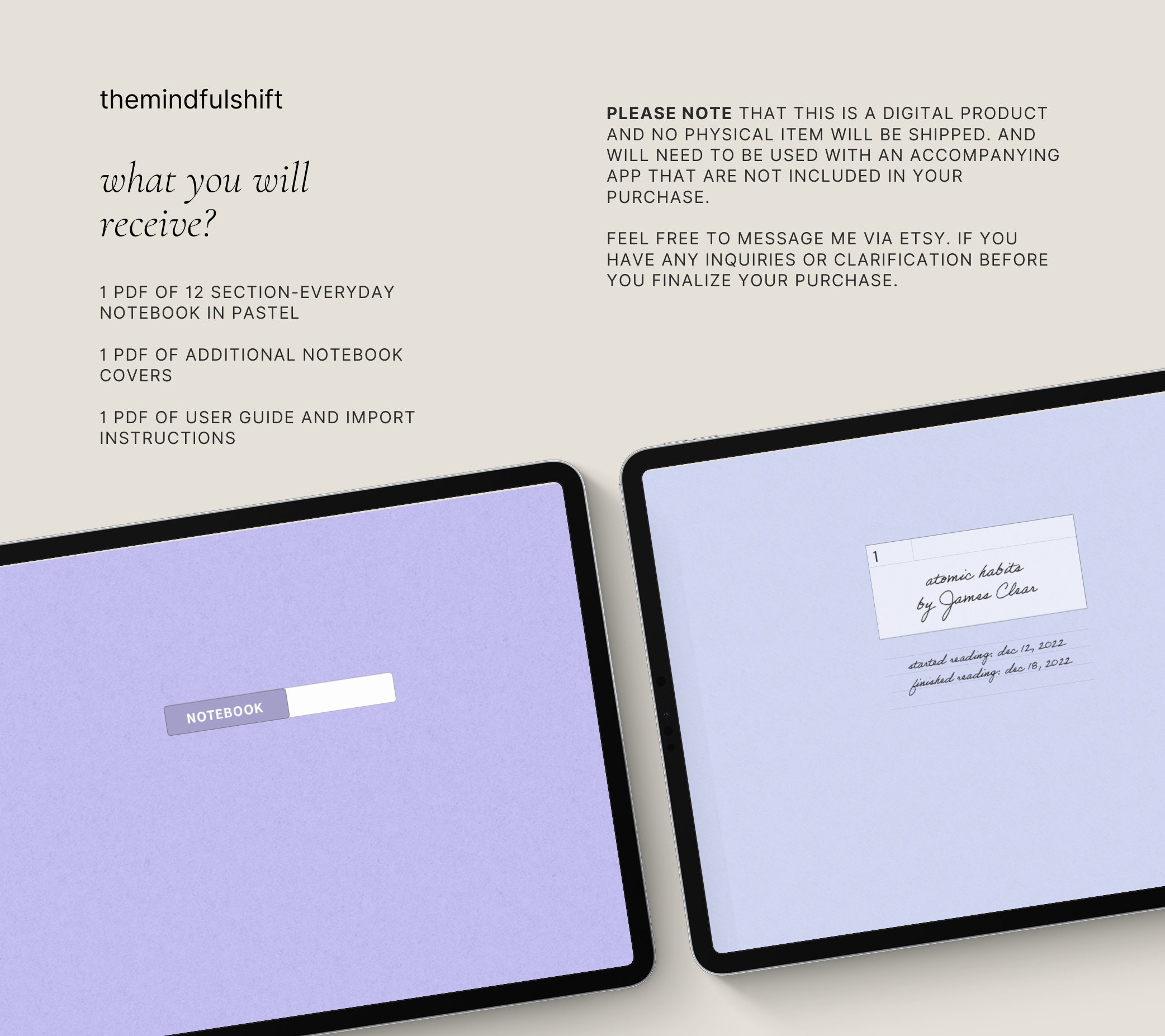Digital Notebook With Tab Digital Notebook Minimalist Pastel Landscape ...
