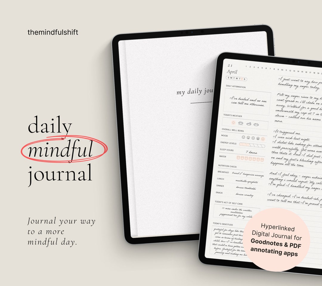Minimalist Daily Digital Journal Digital Diary Mindfulness - Etsy