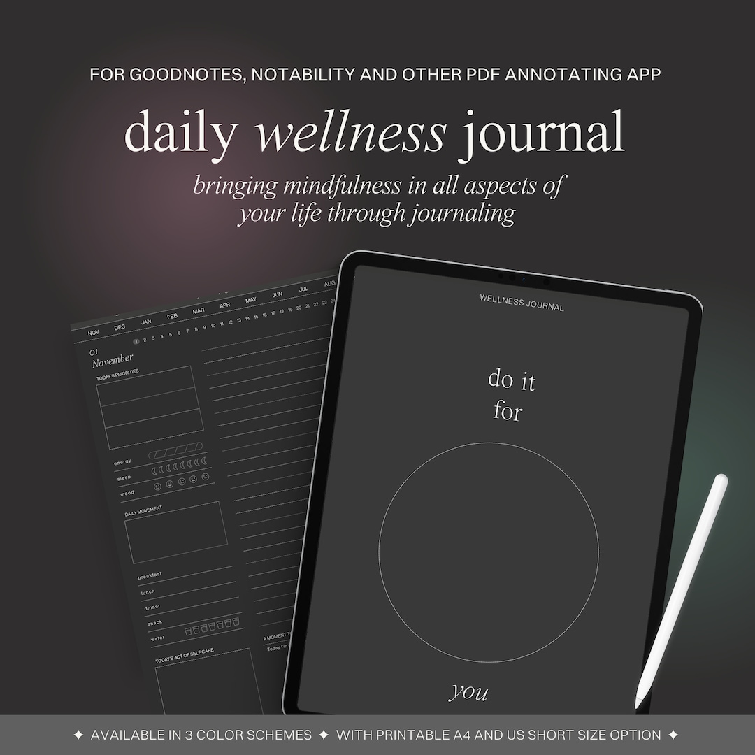 Wellness Journal, Daily Self Care Journal, Digital iPad Journal, Self ...